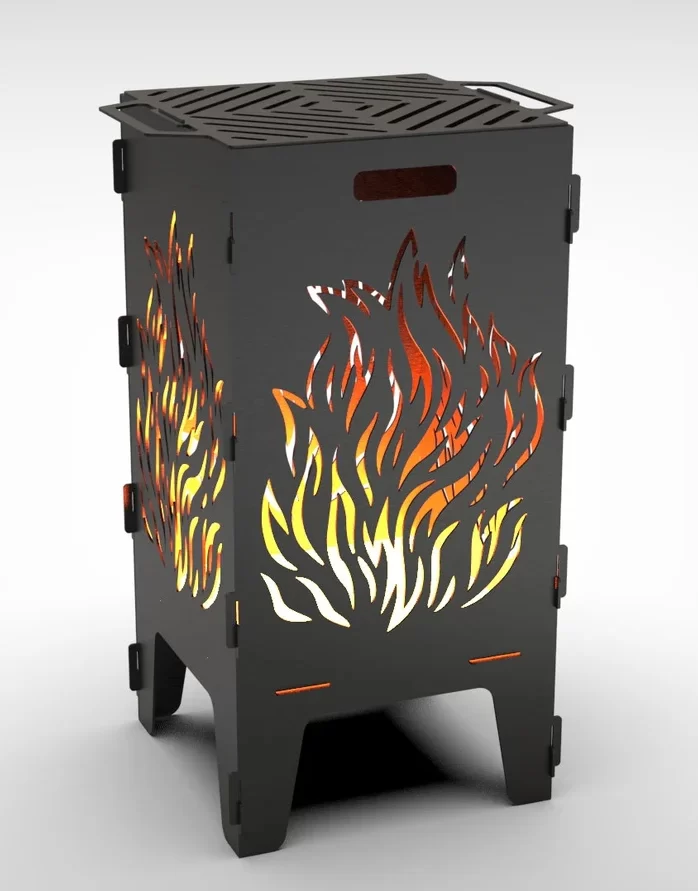 Burning Flame Firebox & BBQ – Stylish Portable Grill & Firepit - Right Laser Cut