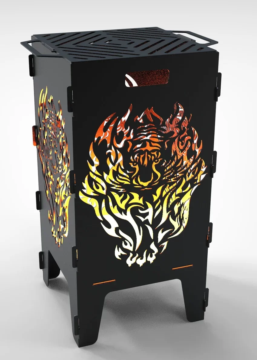 Burning Tiger Firebox & BBQ – Fierce Portable Grill & Firepit - Right ...