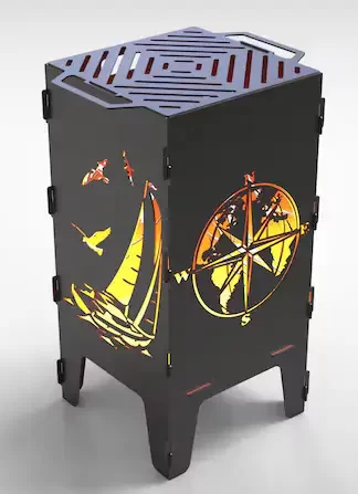 Compass + Sailboat Firebox & BBQ – Portable Grill & Firepit - Right ...