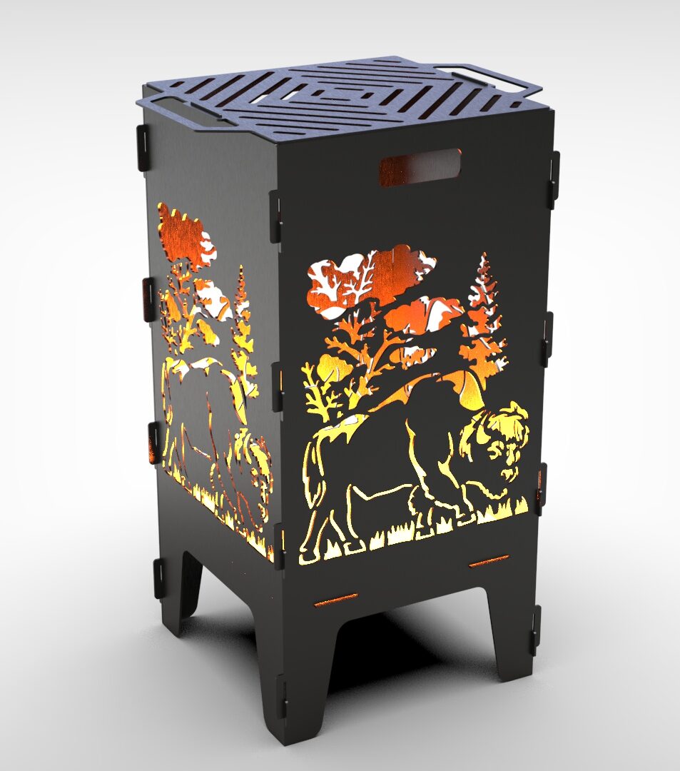 Bison Firebox & BBQ – Rugged Portable Grill & Firepit - Right Laser Cut
